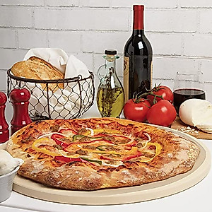 Pizza Stone for Oven, Grill, BBQ - Round 5/8 Inch Extra Thick Baking Stone w/Safe & Even Heating - XL 16.5" Pan for Crispy Crust, Made of Heavy Duty Cordierite can Withstand 550+ Degrees Fahrenheit