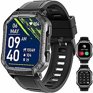 Smart Watch - Military Smart Watches for Men, Bluetooth(Answer/Make Call) 1.83" Tactical Smartwatch for Android Phones iPhone Fitness Tracker,Outdoor Waterproof Watch Heart Rate Blood Pressure Monitor