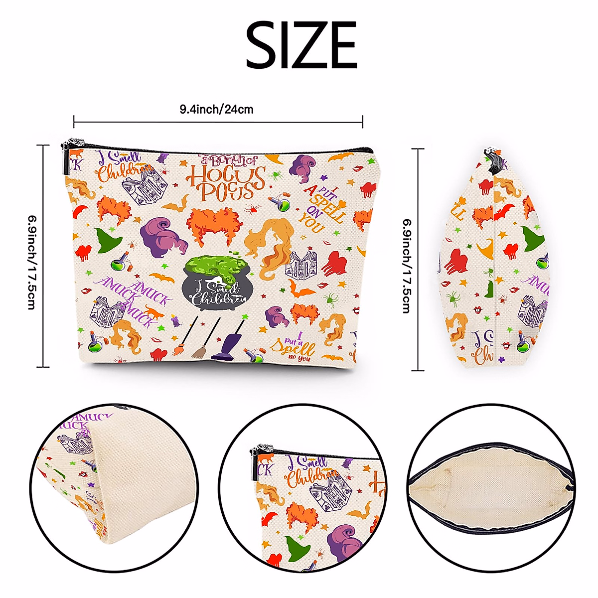 Eins Witch Sisters Makeup Bags for Women,Cosmetic Bag Witch Movie Zipper Pouch Travel Bag Portable Makeup Storage Organizer for Friends (nw-pp)