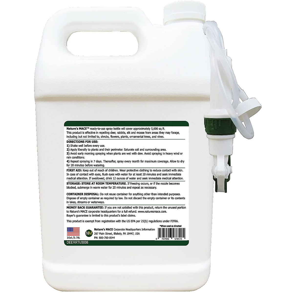 Nature’s MACE Deer & Rabbit Mace 1 Gallon Deer & Rabbit Repellent Spray, Deer Repellent Spray for Plants, Lawns, Flowers & Gardens, Plant Safe Deer Spray, All-Season Protection, Covers 5,600 Sq Ft