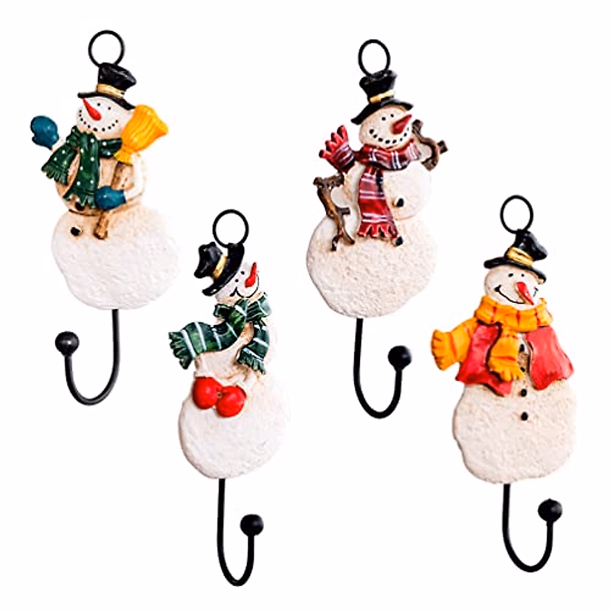 FOMIYES 4PCS Christmas Wall Hooks Snowman Coat Bath Towel Hanger Racks Hat Holders Hanging Door Key Holder Hooks for Bathroom Kitchen Decoration