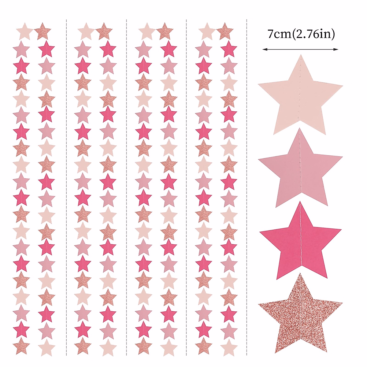 Hot-Pink Rose-Gold Party Decorations Garland - 62ft Twinkle Little Star Hanging Streamers Banner,Birthday Wedding Bridal Baby Shower Bachelorette Engagement Valentines Day Decor Hugtmr