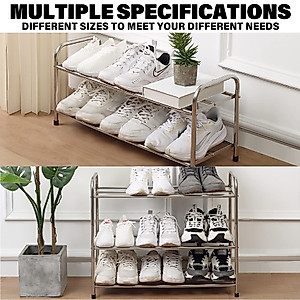 GREATSK 2-Tier Expandable Shoe Rack, Stackable and Adjustable Shoes Organizer Storage Shelf, Sturdy and Durable Metal Structure Free Standing Shoe Rack for Closet Entryway Doorway