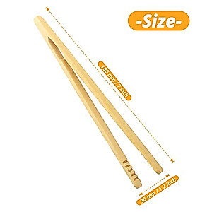 NUTJAM Bamboo Toast Tongs,2 Pack Long Toaster Tongs, Reusable Heat Resistant Kitchen Tongs