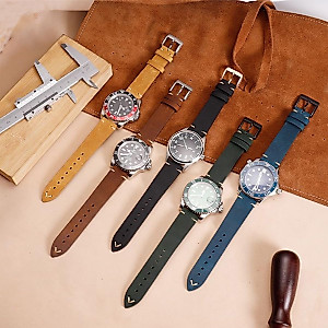 Niziruoup Watch Band Top Grain Leather Strap 19mm 20mm 21mm 22mm Vintage Quick Release Crazy Horse Oiled Leather Watch Strap Bracelet Genuine Replacement Band for Men Women, Leather, Black