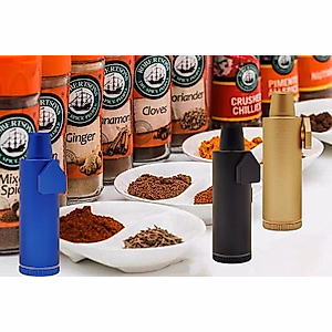 OMO High-capacity Metal Ieak-proof Bottle (3nd Generation Upgrade Version) (Black Blue Gold）Portable Pepper Shaker (3 pack)