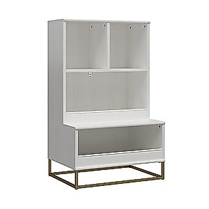 Little Seeds Charlie Kids Multi-Use Toy Storage Organizer & Bookcase, White with Golden Bronze