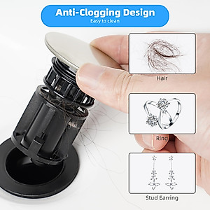 Hibbent 2 Pack Push and Seal Pop Up Drain Stopper with Overflow for Bathroom Sink Faucet Vessel Vanity, Brushed Nickel