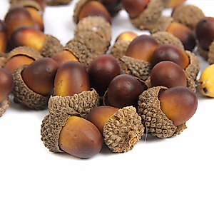 Artificial Acorns, 60 PCS Lifelike with Acorn Cap with Natural Acorn Cap Simulation Mini Acorns for DIY Craft Filler Home Party Favor Supplies