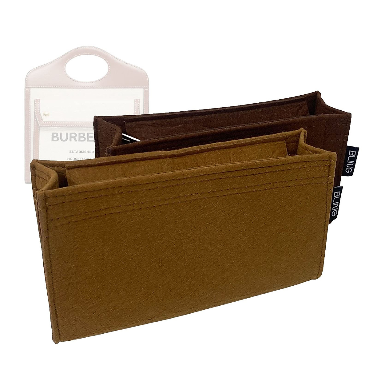 KEEPBLING Purse Organizer for Burberry Canvas Pocket Inserts Bag in Bag Shapers