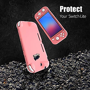 ECHZOVE Comfort Grip Case for Nintendo Switch lite, Protective Hard Case for Nintendo Switch lite Coral