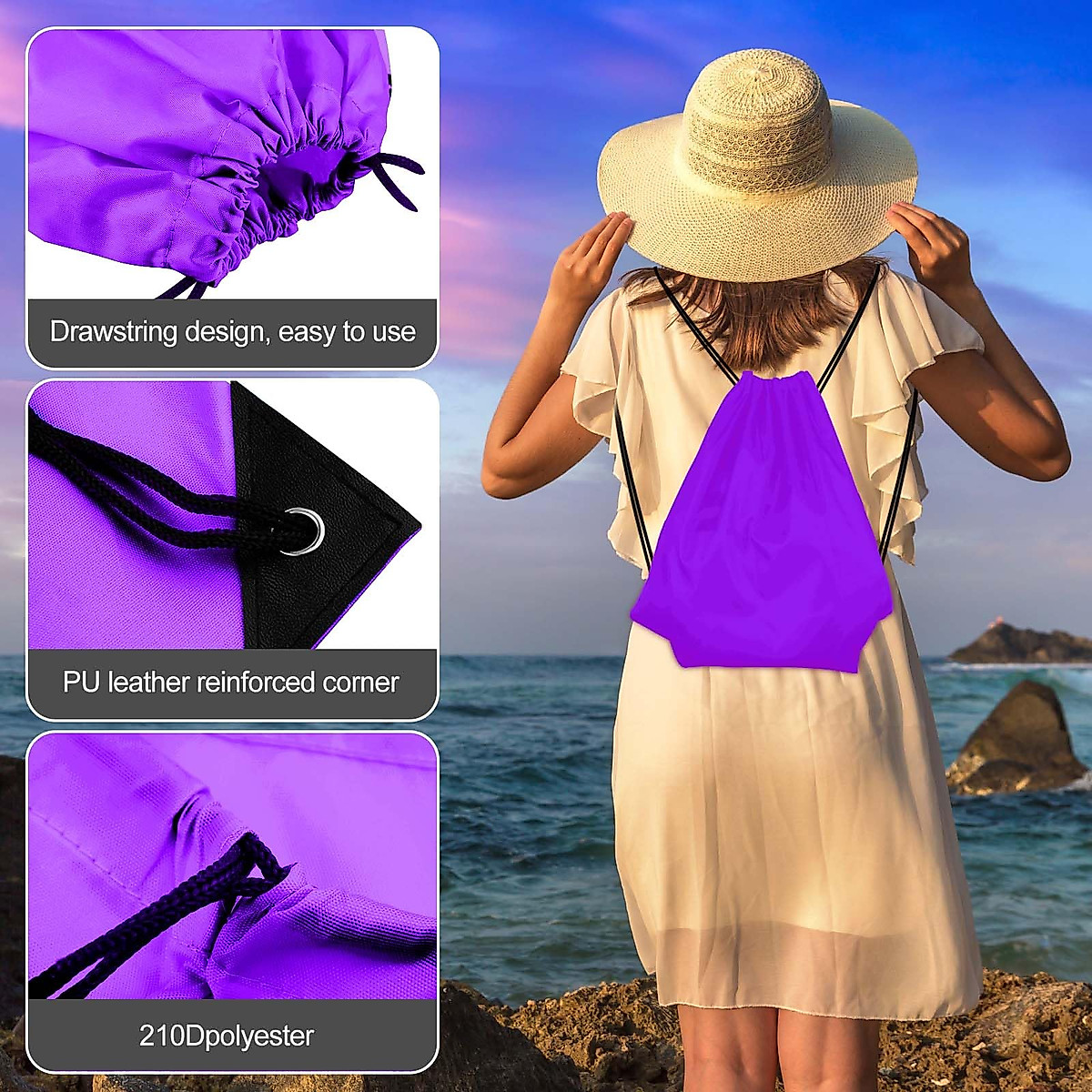 KUUQA 40Pcs Purple Drawstring Backpack Bag Bulk Sack Drawstring Bags Bulk String Bags Storage Bags for Sport Gym Traveling