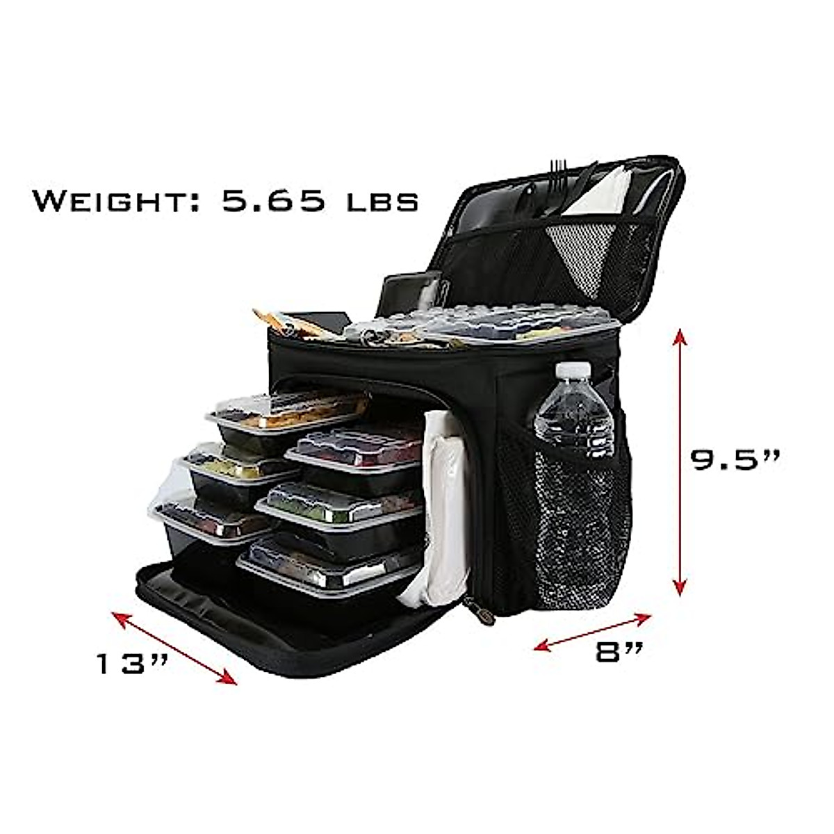 Isolator Fitness 6 Meal ISOCUBE Meal Prep Management Insulated Lunch Bag Cooler with 12 Stackable Meal Prep Containers, 3 ISOBRICKS, and Shoulder Strap - MADE IN USA (Blackout)