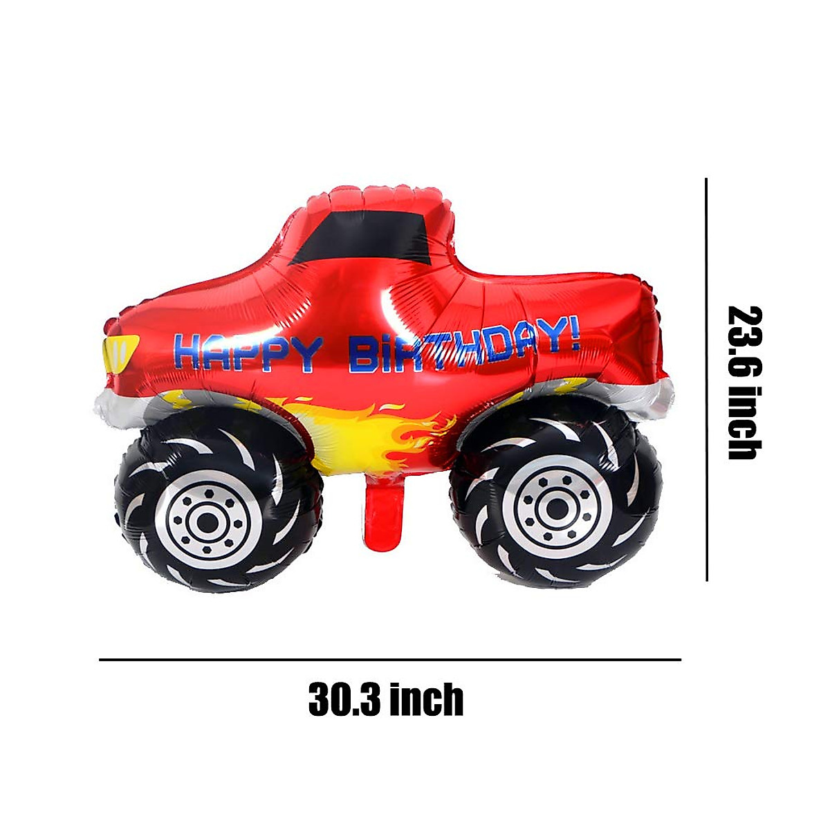 HORUIUS Monster Truck Balloons Jumbo Happy Birthday Truck Shaped Aluminum Foil Mylar Balloons for Monster Truck Themed Party Birthday Baby Shower Decoration Supplies 5PCS