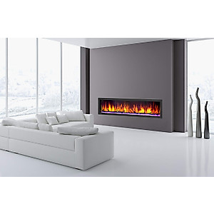 Dynasty Cascade74 inch Wall Mount Linear Electric Fireplace - Black, DY-BTX74