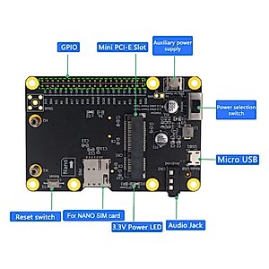 for 3G/4G LTE Base Hat PC/Laptop/Computer Board Built-in Nano SIM Card Socket with USB 2.0 to Micro USB Cable for 4/3/2/B+