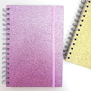 Spiral Notebook, Glittery Pink Journal Notebook, 2Pack Hardcover Journals for note taking, Thick Paper, 180 Pages, 8.2” x 6”