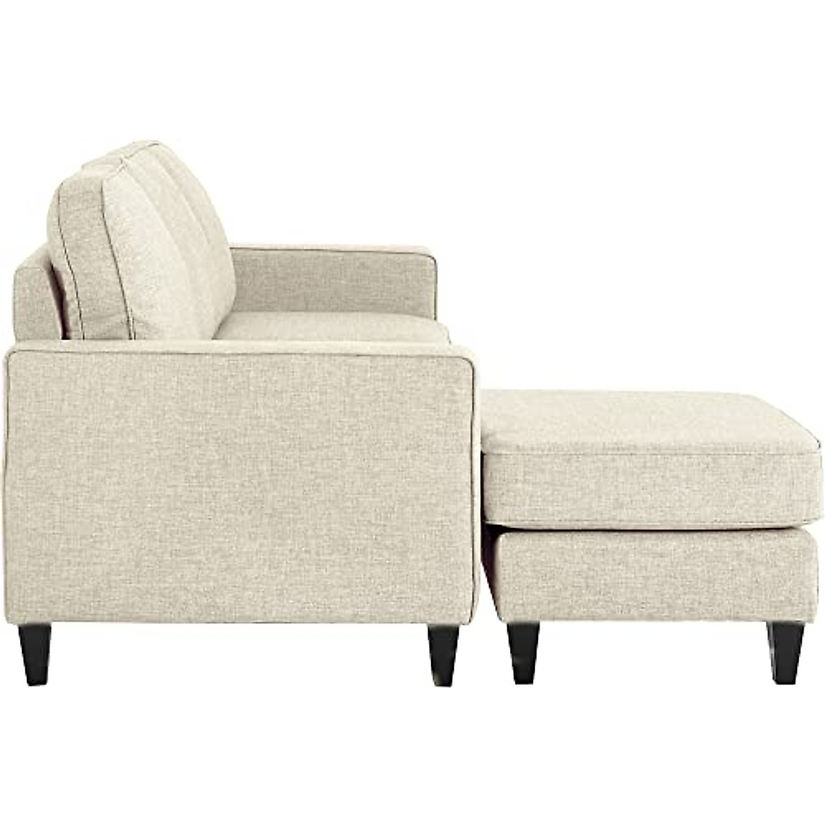 Serta Harmon Square Arm Reversible Sectional Sofa Living Room, Modern L-Shaped 3 Seat Fabric Couch, Cream