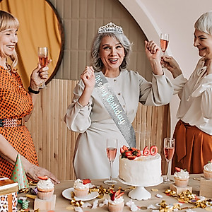 ACO-UINT Birthday Crown for Women, Silver Birthday Headband Birthday Sash It's My Birthday Crown, Birthday Girl Crown Birthday Tiara Birthday Decorations Birthday Gifts