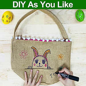 TURNMEON 3 Pack Easter Bunny Baskets for Kids, Personalized Candy Easter Eggs Hunt Basket Tote with Rabbit Fluffy Tail Gifts Bags for Boys Girls Easter Party Favors Decorations Toy