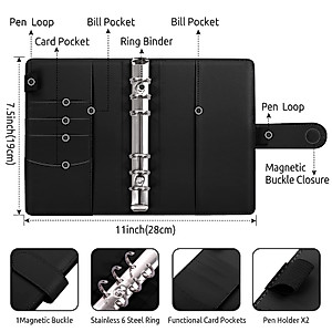 SKYDUE Budget Binder with Cash Envelopes & Expense Budget Sheets,Money Binder with Cash Envelopes for Budgeting and Saving Money(Black)