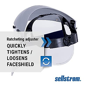 Sellstrom Advantage Series Face Shield - Clear Window with Aluminum Binding - Comfortable Ratcheting Headgear, ANSI Z87.1+ (S30110)