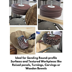 LINE10 Tools 4-inch Sanding Mop Kit, Moulding Flap Sander Wheel for Drill Press 80, 120, 240 Grit, Pack of 3