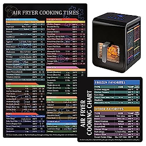 Air Fryer Cheat Sheet Magnetic Air Fryer Cooking Times Chart Magnet Cheat Sheet Set Air Fryer Accessories Cookbook Recipe Card Meat Temp Guide for Airfryer Oven Cooking Pot Kitchen Appliances, 2 Pack