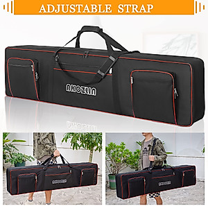 AKOZLIN 88 Keys Electric Piano Keyboard Gig Bag with Adjustable Straps and 5-Pocket for Keyboard Accessaries,Slim 88 Key Keyboard Case Interior:54.1"x13.18"x6.69"