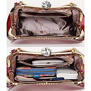 ROUROU Glossy Patent Leather Handbag for Women Top Handle Tote Bag Evening Shoulder Bag Wedding Satchel Retro Purse