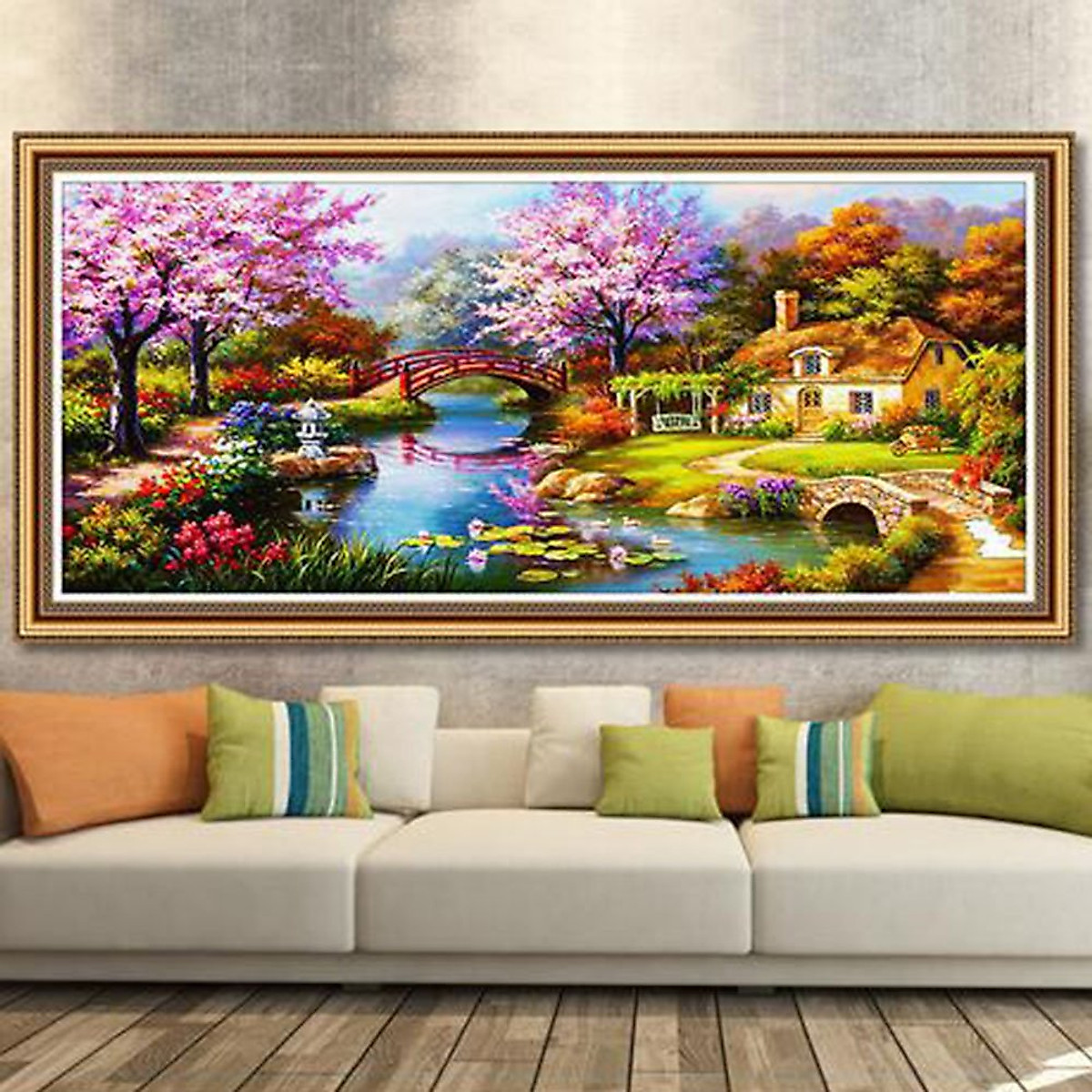 qiguch66 DIY Diamond Painting,DIY 5D Diamond Mosaic Landscapes Garden Lodge Painting Cross Stitch Kit Decor,Arts Craft for Home Wall Decor