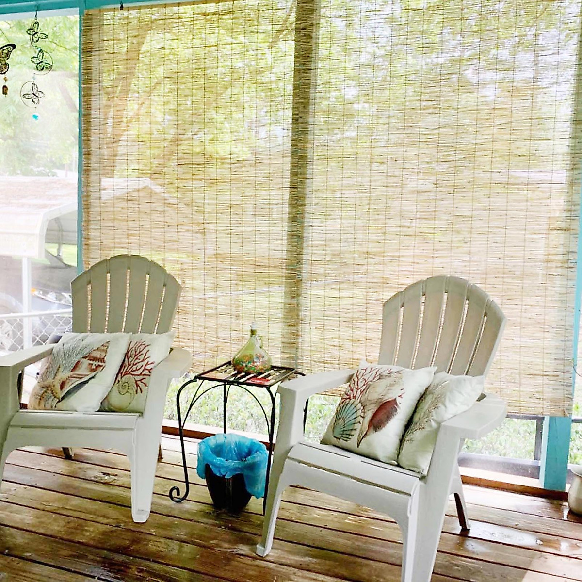 Roll Up Bamboo Shades Blinds for Patio ★Custom Size★Retro Reed Blinds Outdoor Roll Up Shades for Porch Sun Shade Reed Curtains Window Shades for Home Bamboo Roman Shades Privacy