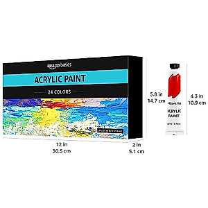 Amazon Basics Acrylic Paint Tubes, 24 Colors