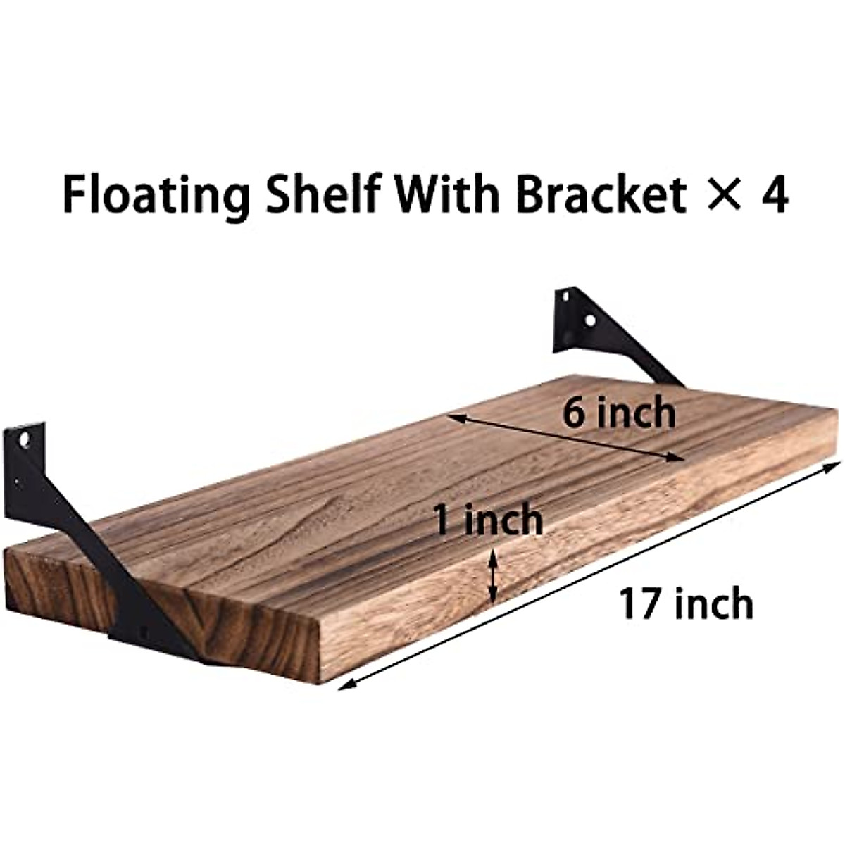 HXSWY Rustic Wood Floating Shelves for Wall Decor Farmhouse Wooden Wall Shelf for Bathroom Kitchen Bedroom Living Room Set of 4 Light Brown