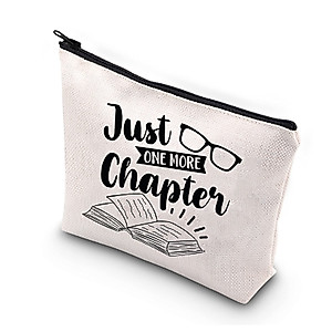 BDPWSS Just One More Chapter Book Lover Cosmetic Bag Literary Book Themed Zipper Pouch Pen Organizer Bag Gifts For Bookworm Readers Librarian Bibliophiles (just one more chapter)