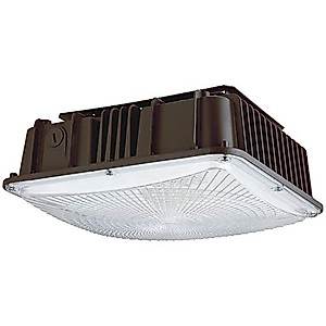 Sunlite 88129 LED Outdoor Canopy Light Fixture, Power Selectable 30W/40W/60W, 7800 Lumens, Color Selectable 30K/40K/50K, 80 CRI, ETL Listed, Bronze, for Commercial & Industrial Use