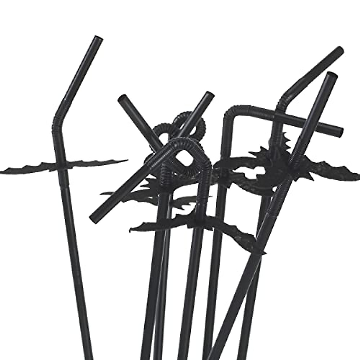 BinaryABC Halloween Bat Straws,Halloween Party Straws,Halloween Drinking Straws,Halloween Party Favors Decorations Supplies,50Pcs