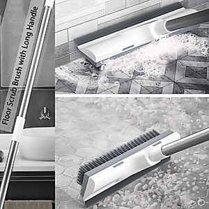 Yique 49 Inch Floor Scrub Brush with Long Handle, Shower Cleaning Brush, Large Deck Brushes for Scrubbing - Cleans Hot Tub, Swimming Pool, Bathroom, Patio, Kitchen, Wall, Deck, Boat, Tile and Concrete