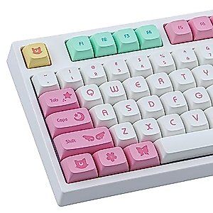 Tsungup PBT Keycaps, XDA Profile Keycaps 143 Keys Dye Sublimation Fairy Customized Keycaps for ANSI Layout Cherry MX Switches Mechanical Keyboards