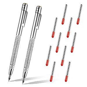 WXJ13 2 Packs Tungsten Carbide Scriber with Magnet, with Extra 10 Replacement Marking Tip, Metal Etching Pen Etching Engraving Pen fot Ceramics/Glass/Metal Sheet, Stainless Steel