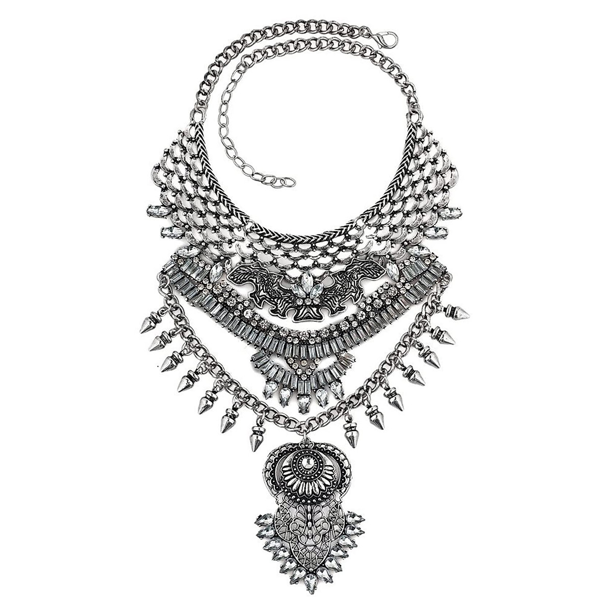 Long Tassel Chunky Boho Coin Statement Necklace For Women Style 1