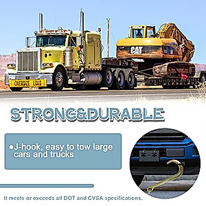 BLACKHORSE-RACING 5/16''x2' G70 J Hook Tow Chain V Bridle with Large Shank J Hooks and Grab Hooks,Flatbed Truck Trailer Safety Tow Chain 4700 lbs Working Load Limit