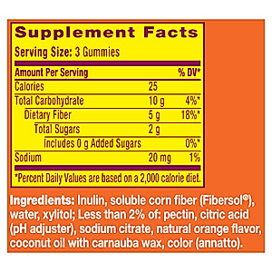 Metamucil Fiber Gummies for Adults, No Sugar Added Orange Flavor, 5g Prebiotic Plant Based Fiber Supplement Blend, 120 Count