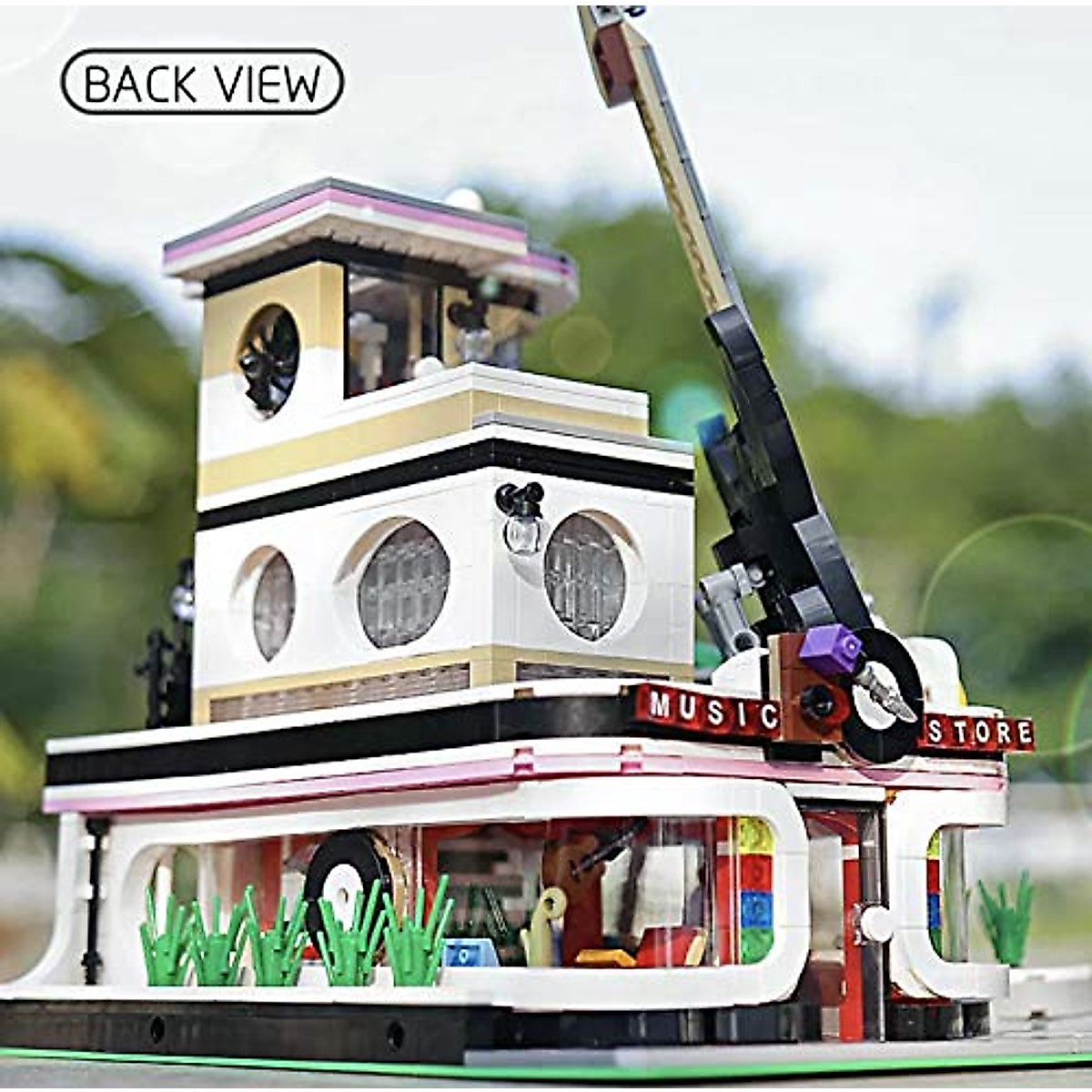 General Jim's Street View Creator Modular Building Blocks Toy Set - City Block Center - Music Store & Car Wash Toy Bricks - for Teens and Adults