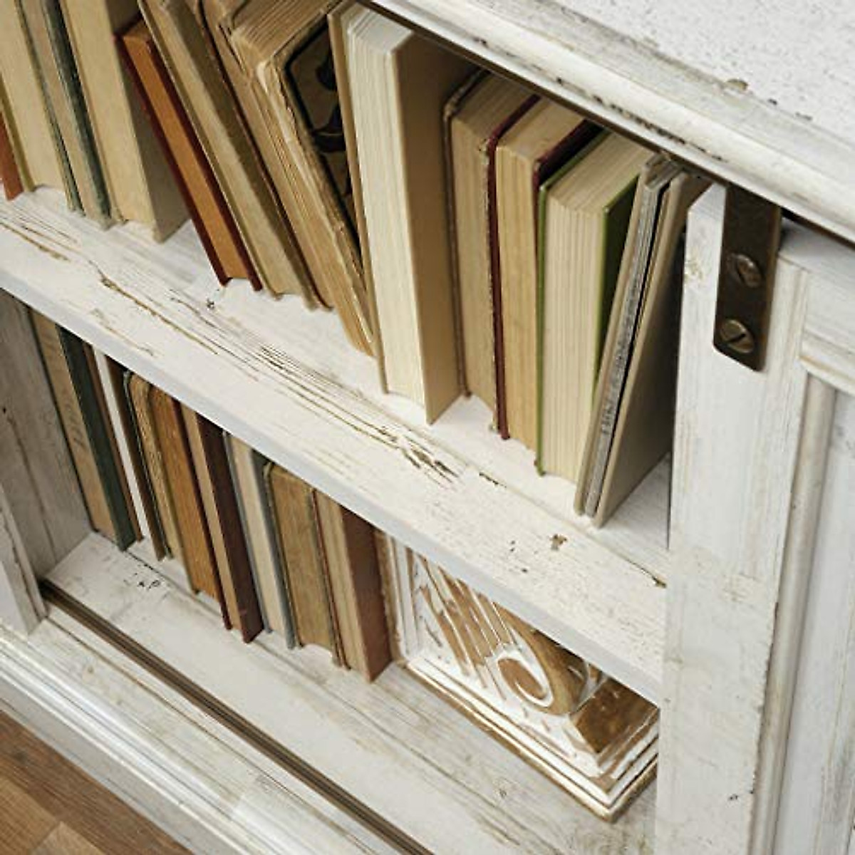 Sauder Barrister Lane Credenza, for TVs up to 60", White Plank finish