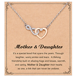Shonyin Mother Daughter Necklace Mothers Day Gifts from Daughter Infinity Heart Pendant Necklace Jewelry for Women Mother in Law Mom Necklace Valentines Day Gifts for Mom Daughter