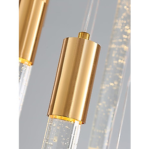 12 Lights 118" Modern High Ceiling Chandelier Crystal Gold Light Fixtures Dimmable Long Hanging Pendant Lighting Fixtures for Staircase Living Room Foyer Hallway Flush Mount Ceiling Light Polished