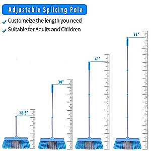 YONILL Indoor Outdoor Broom with Long Handle, 53" Angle Brooms for Floor Cleaning Sweeping Broom for Garage, Patio, Garden, House and Kitchen