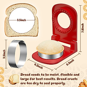 Metal Sandwich Cutters for Kids Lunch,Round Sandwich Cutter and Sealer,Peanut Butter Jelly Sandwich Cutter,Ideal for School Lunch Boxes and Bento Boxes Boys Girls(Round RED)