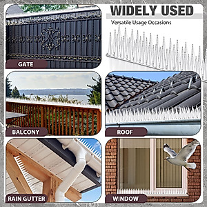 Geetery 48 Pack Bird Spikes Bulk Transparent Plastic Bird Spikes for Small Birds Squirrel Pigeon Spikes Bird Spikes for Animal Outdoor, Fence Spikes for Garden Wall Railing Roof